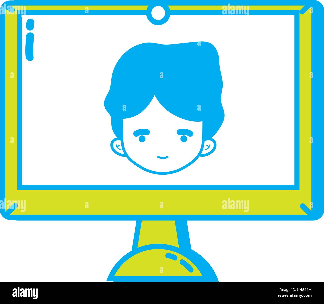 screen technology object with boy head inside vector illustration Stock ...
