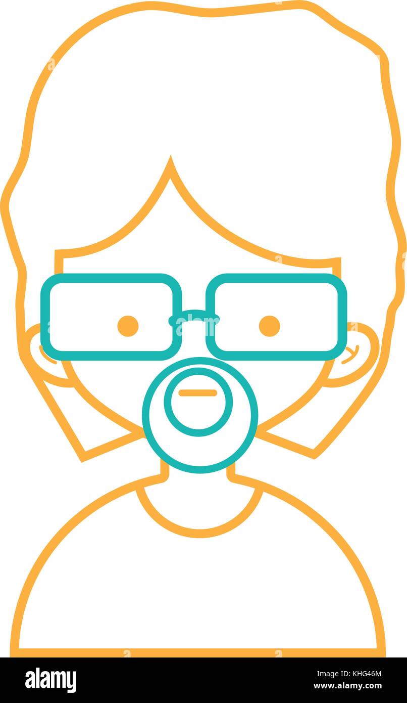 line avatar man with hairstyle and beard design vector illustration ...