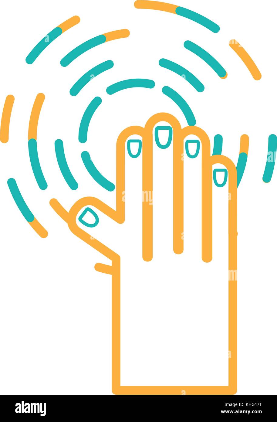 line hand connecting to virtual reality technology vector illustration ...