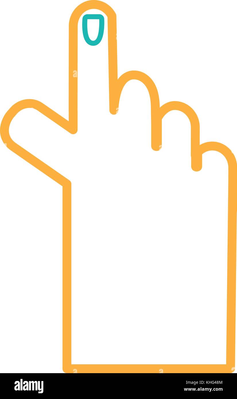line hand with finger sign and nail design vector illustration Stock ...