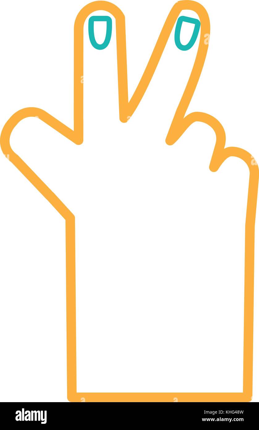 line hand with finger sign and nails design vector illustration Stock ...