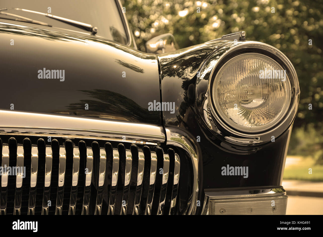 Retro postcard of the vintage car Stock Photo - Alamy