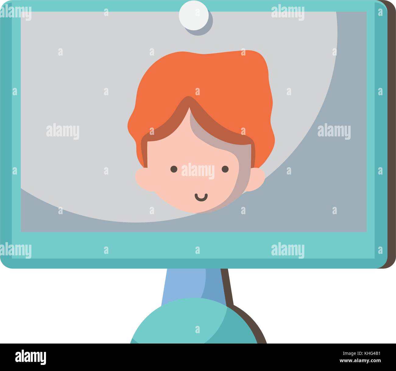 screen technology object with boy head inside vector illustration Stock ...