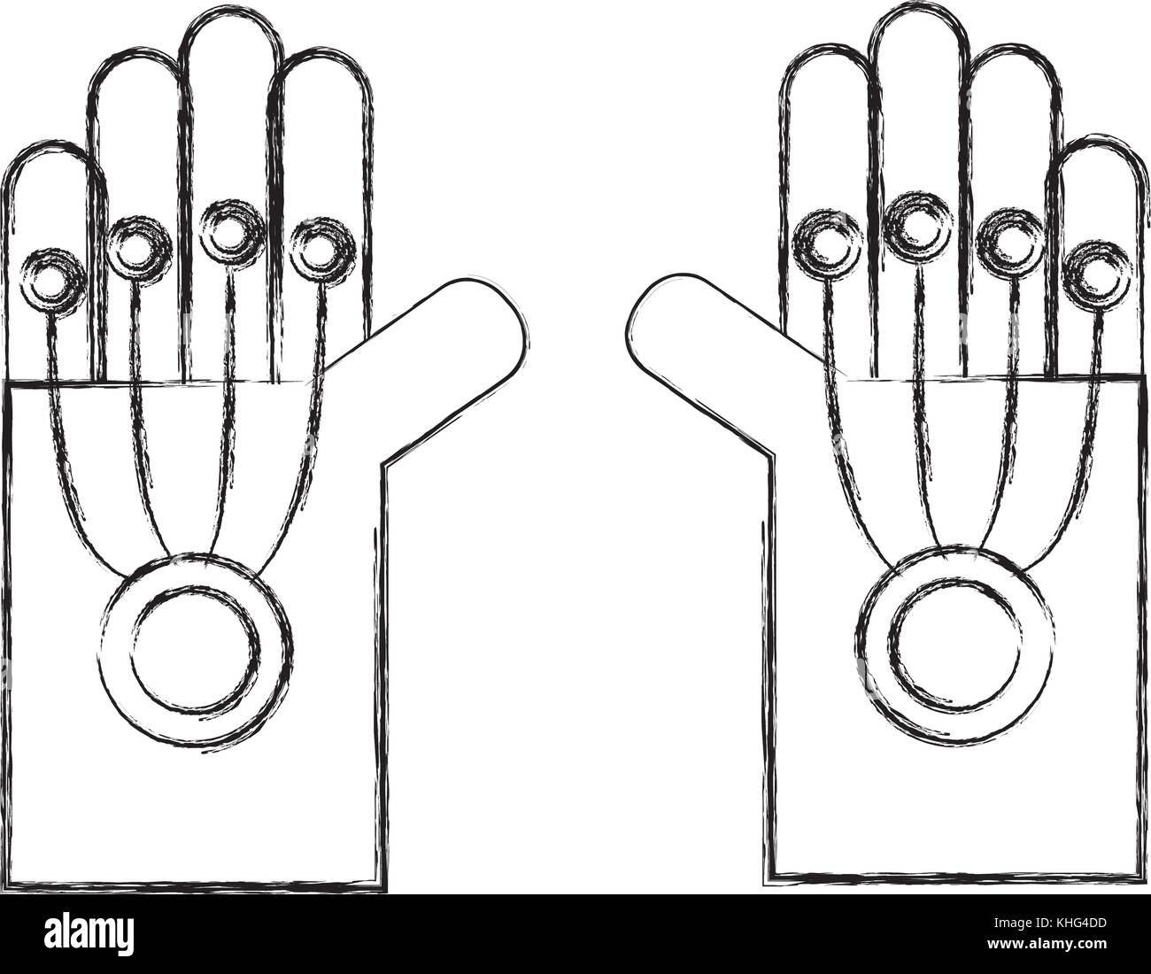 figure hands virtual reality inside video game vector illustration ...