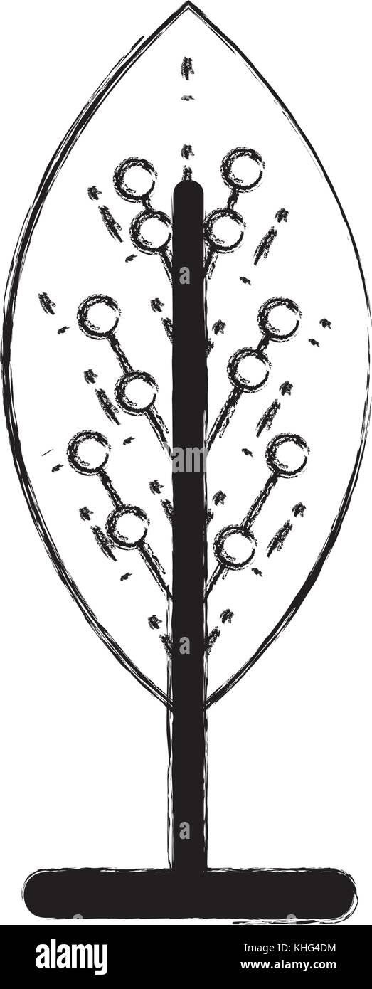 figure virtual reality tree with circuits device vector illustration ...