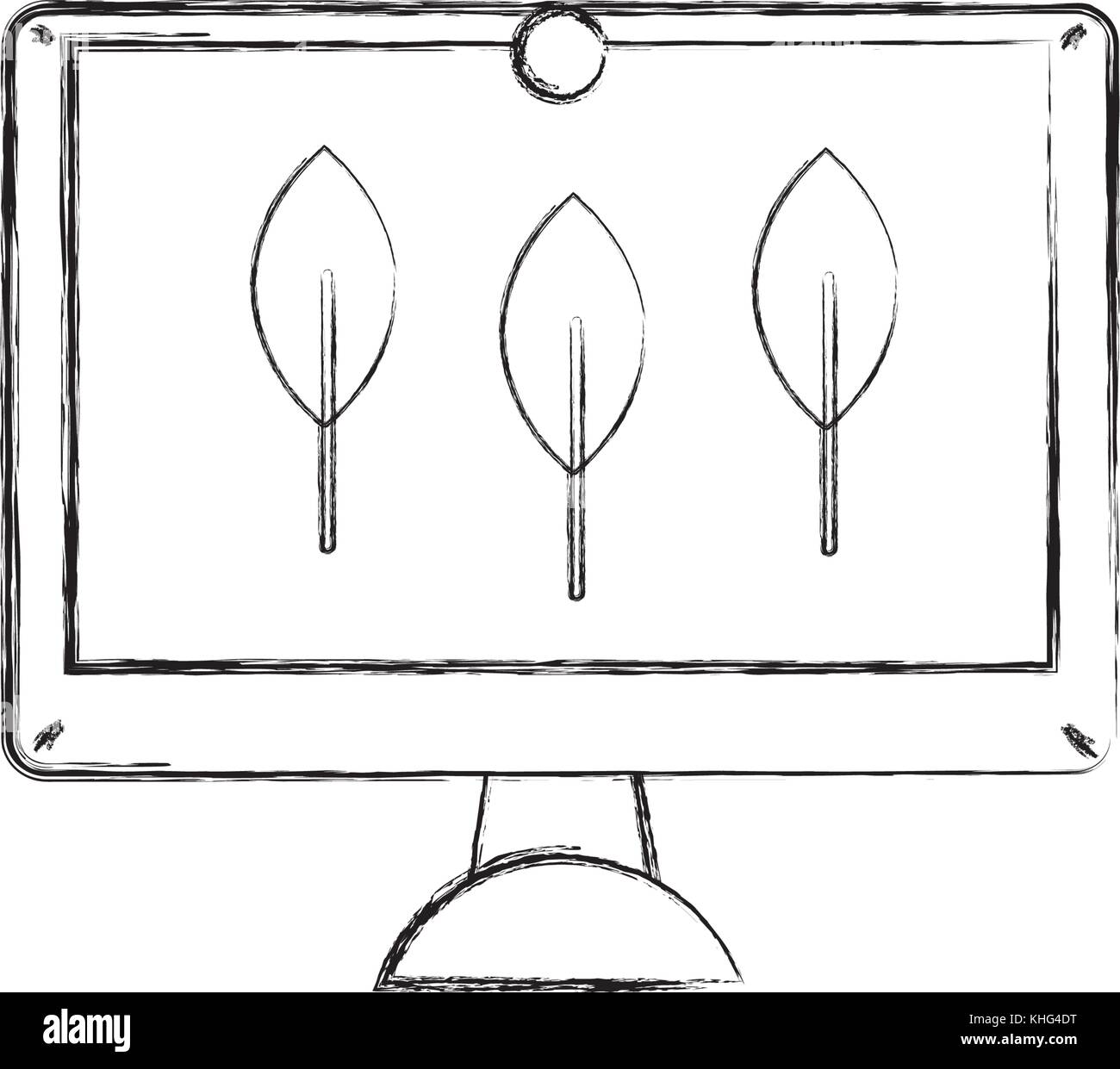 figure virtual reality trees inside screen technology vector ...