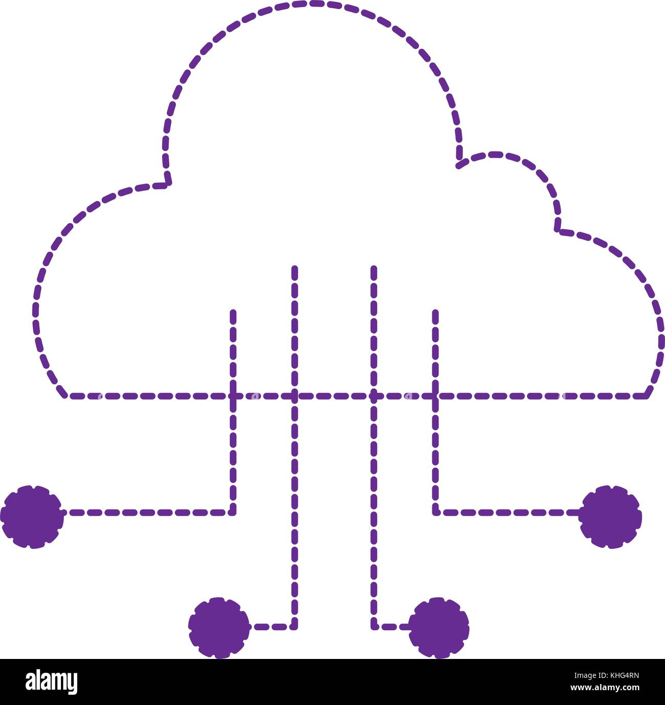 dotted shape cloud data with circuits to connection server vector ...