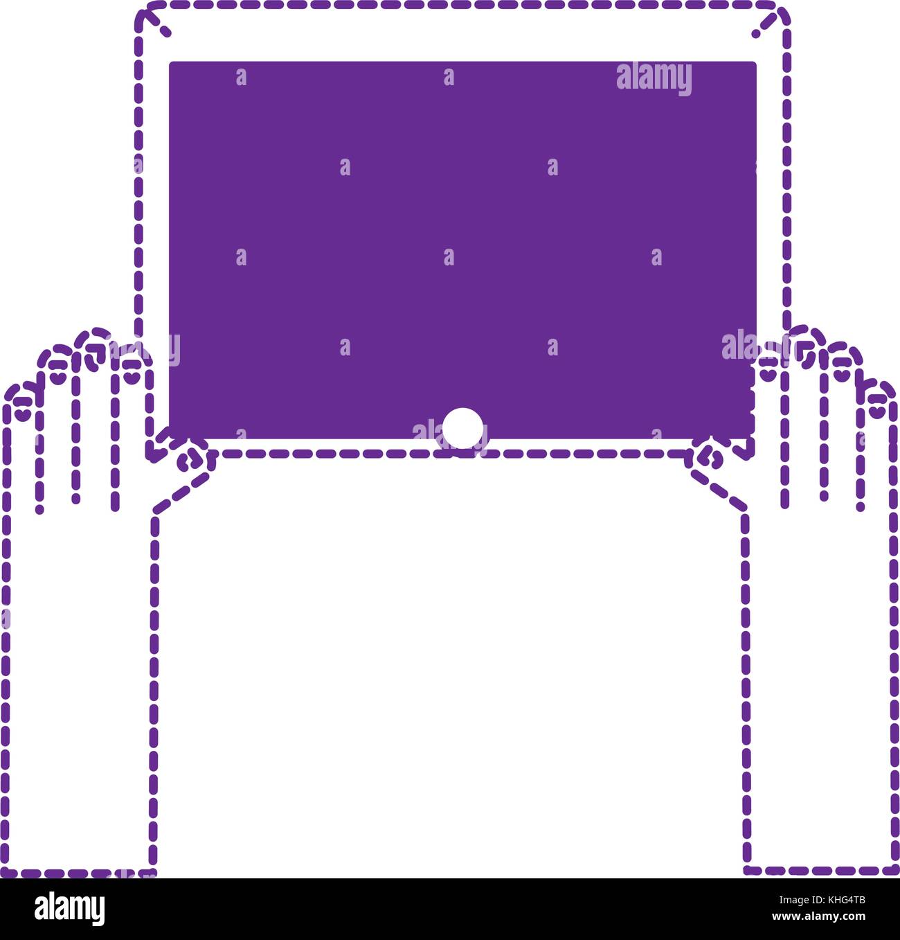 dotted shape hands with screen tablet technology object vector ...