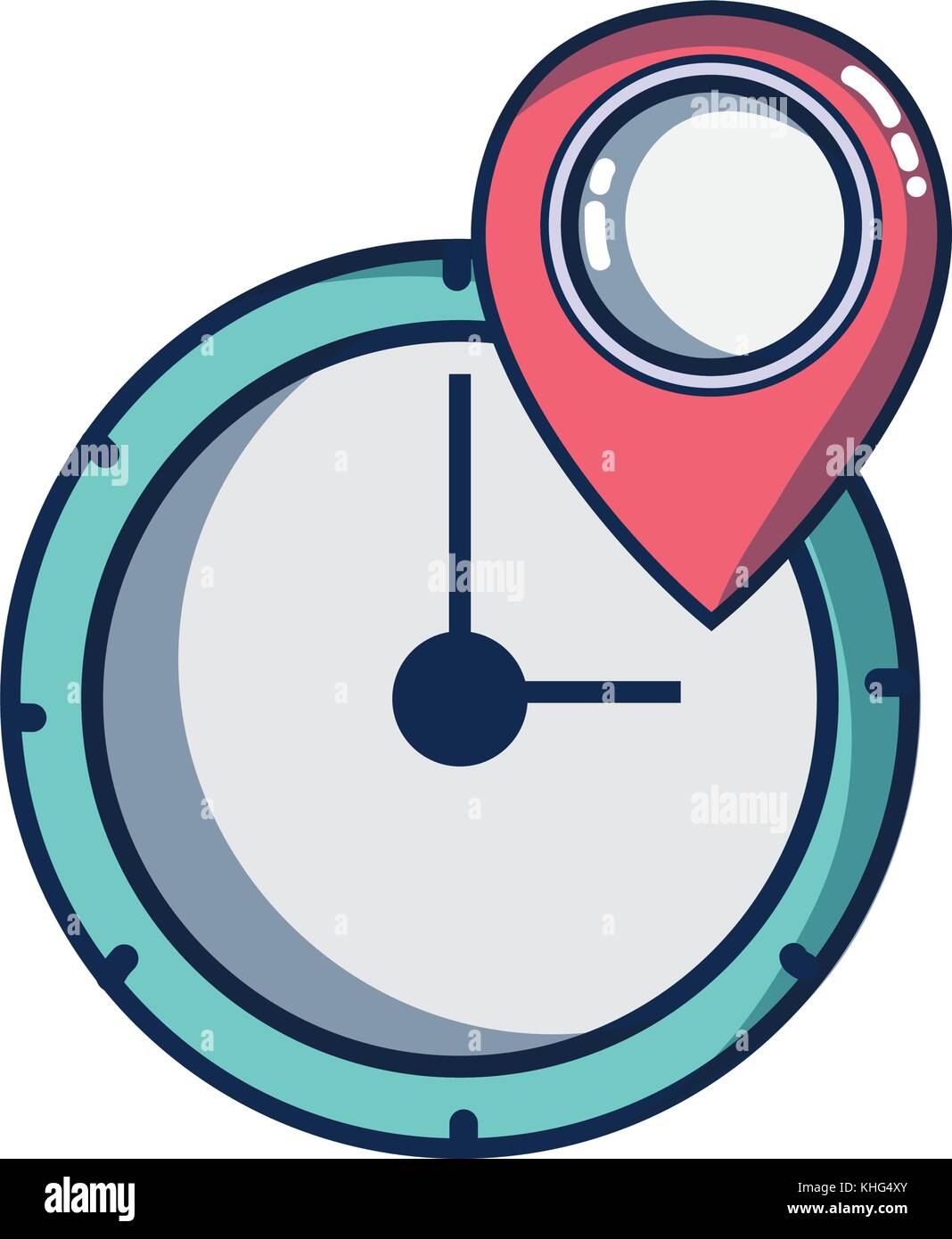 wall clock design with location symbol vector illustration Stock Vector ...