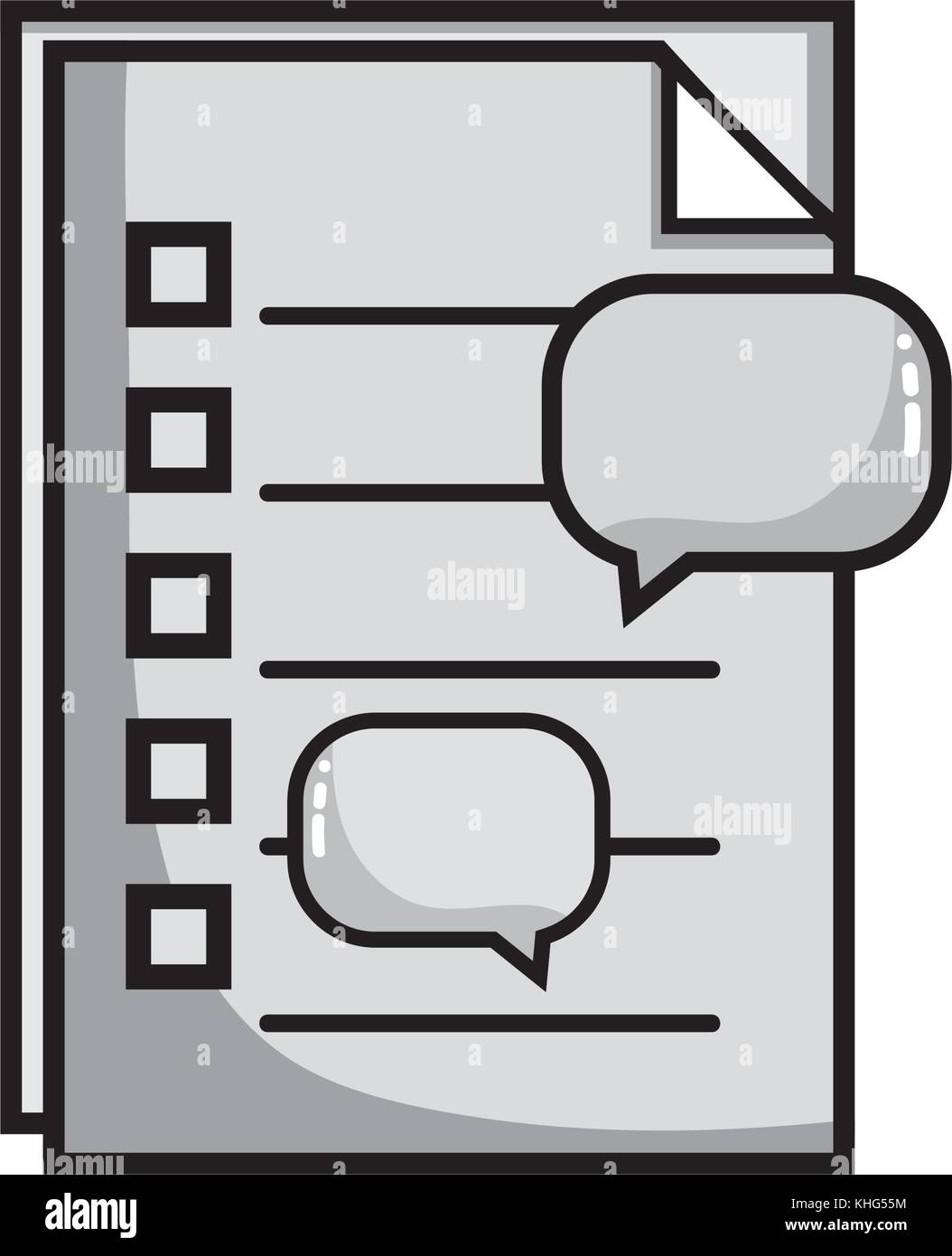 grayscale paper document with chat bubble design vector illustration ...
