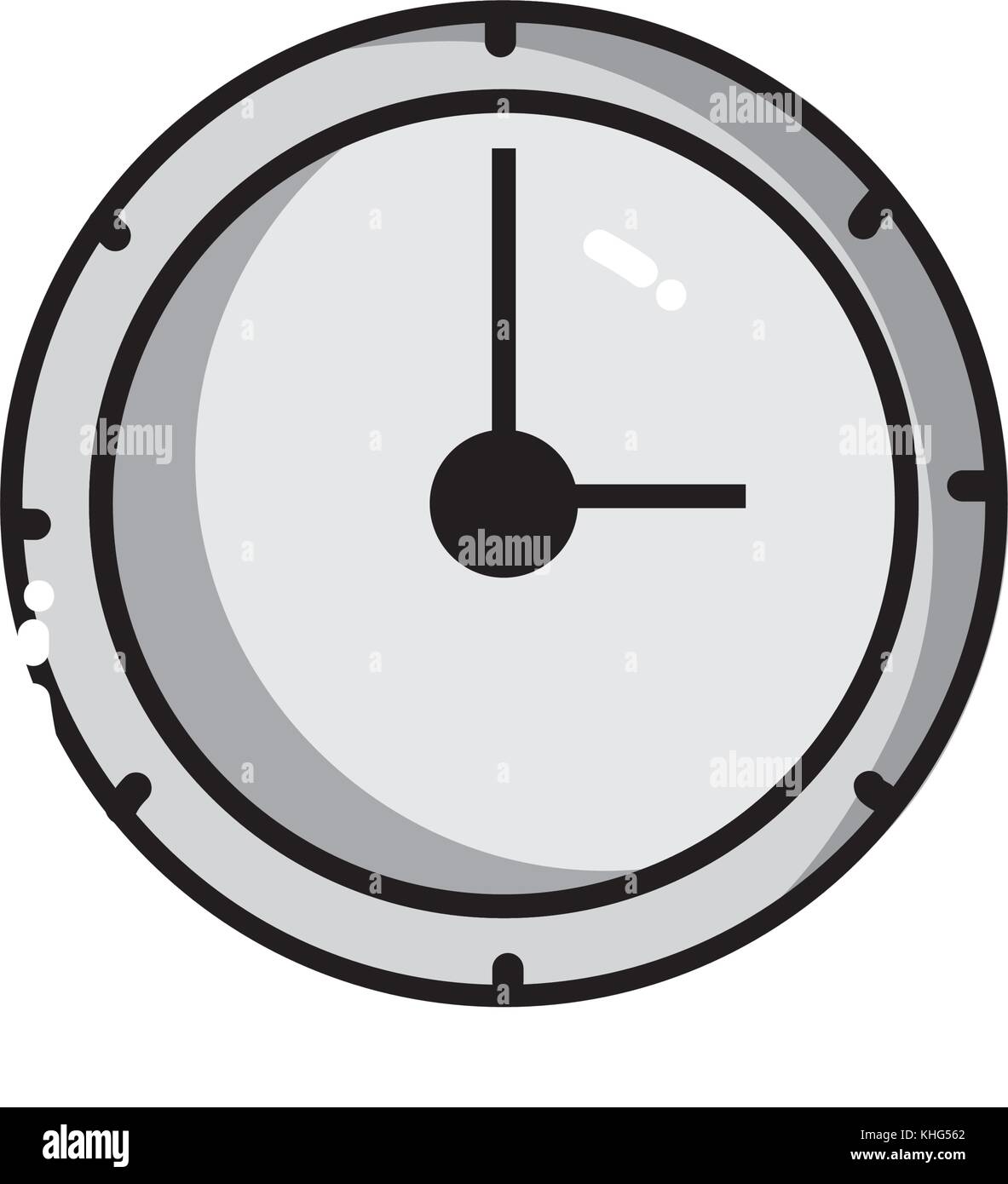 grayscale wall circle clock object design vector illustration Stock ...