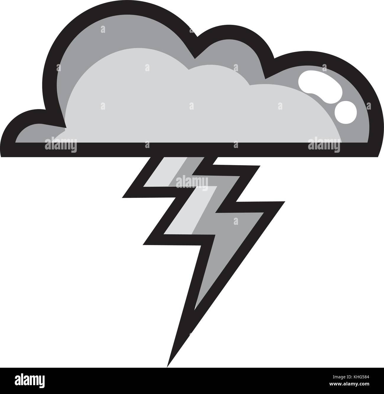 grayscale cloud with thunder natural weather sky vector illustration ...