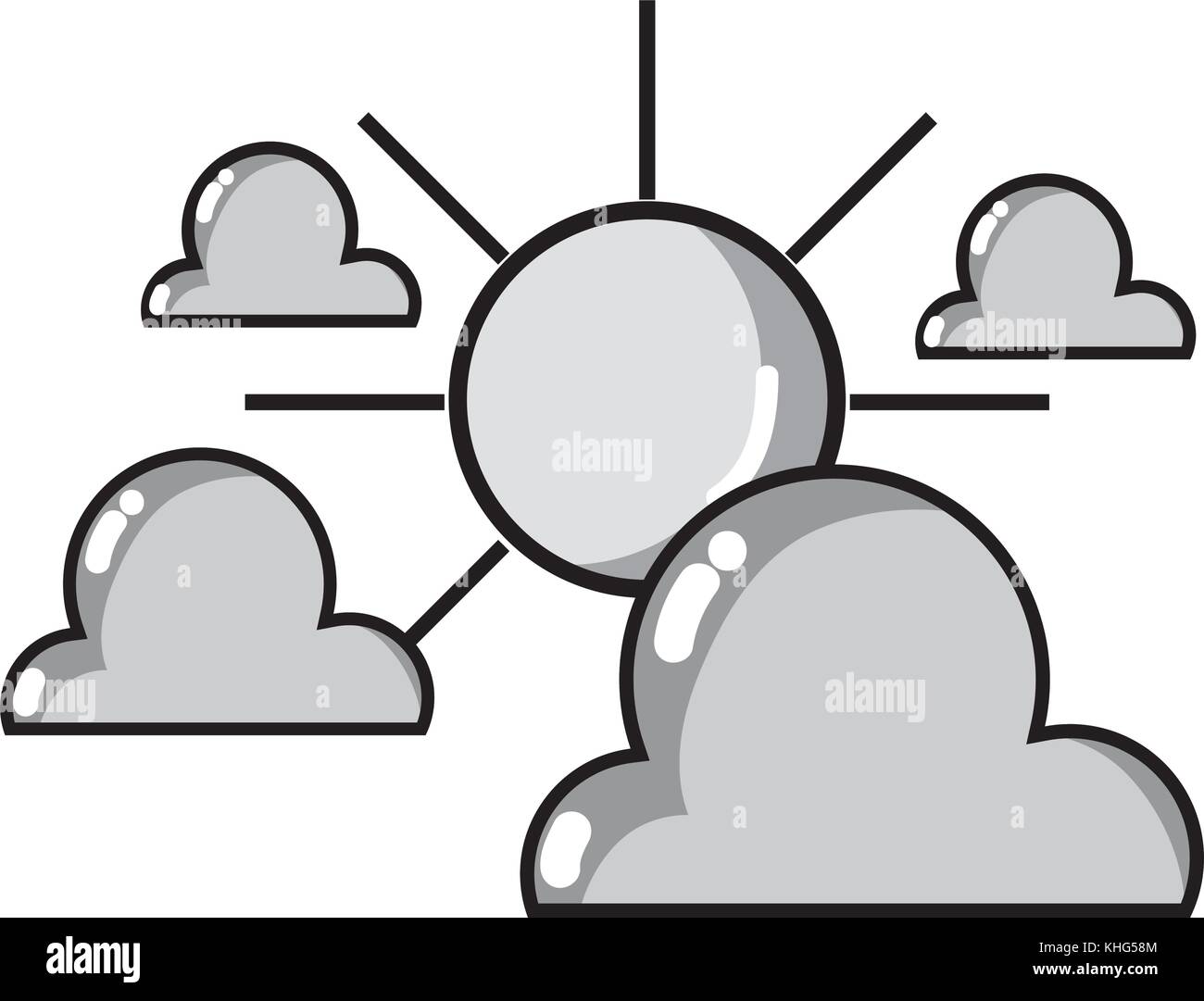 grayscale clouds with sun natural weather in the sky vector ...