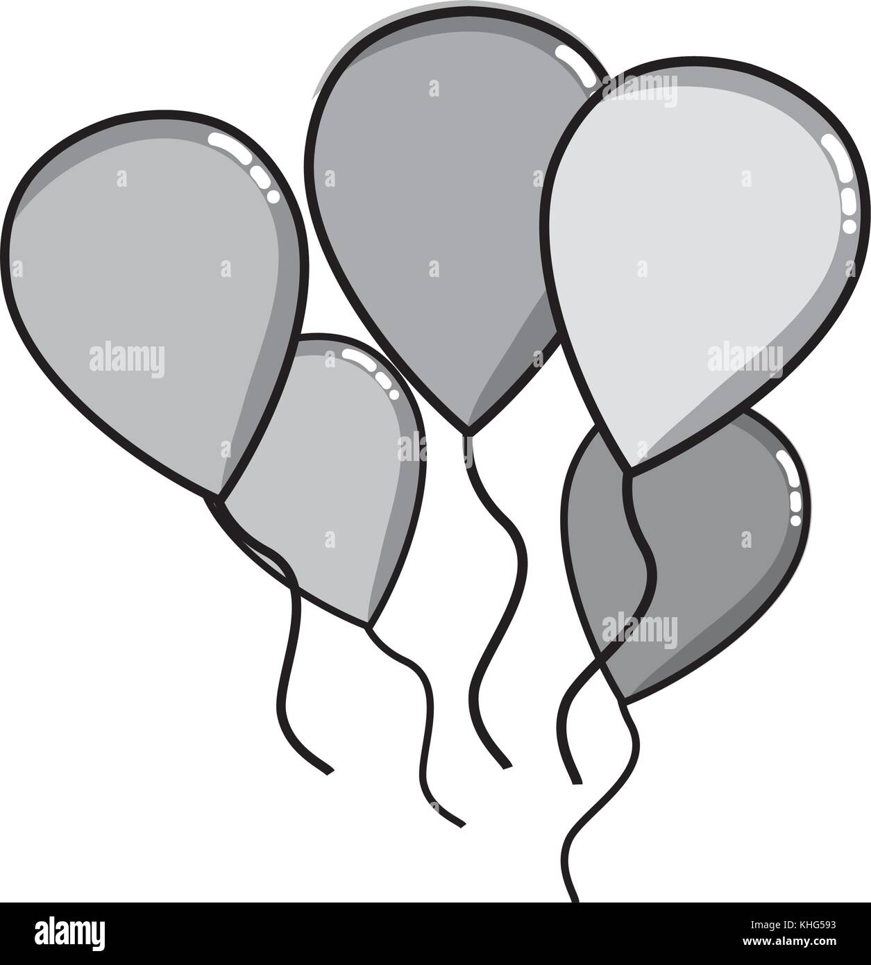 grayscale balloons objects decoration to celebration design vector ...