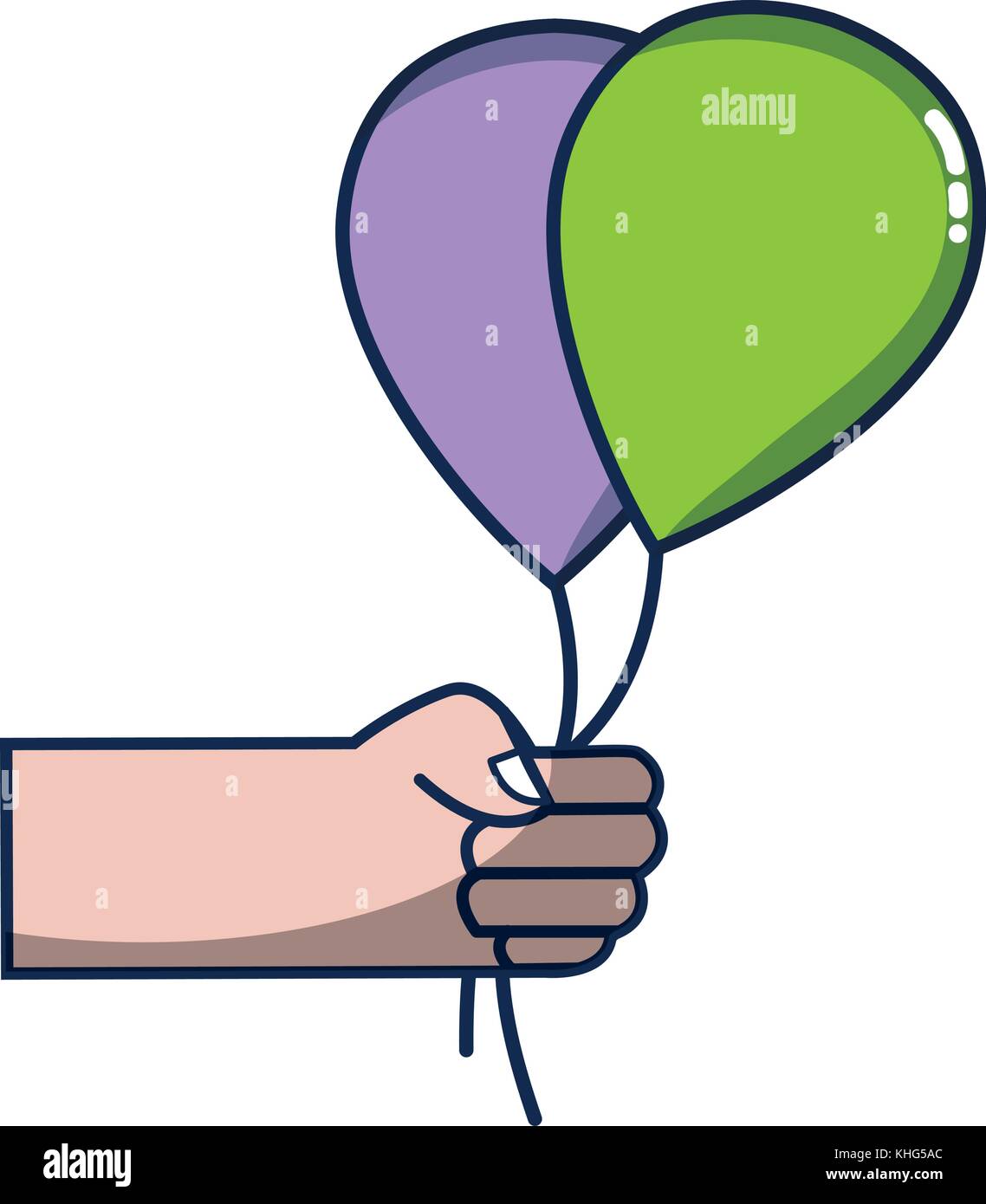 hand with balloons design decoration celebration vector illustration ...