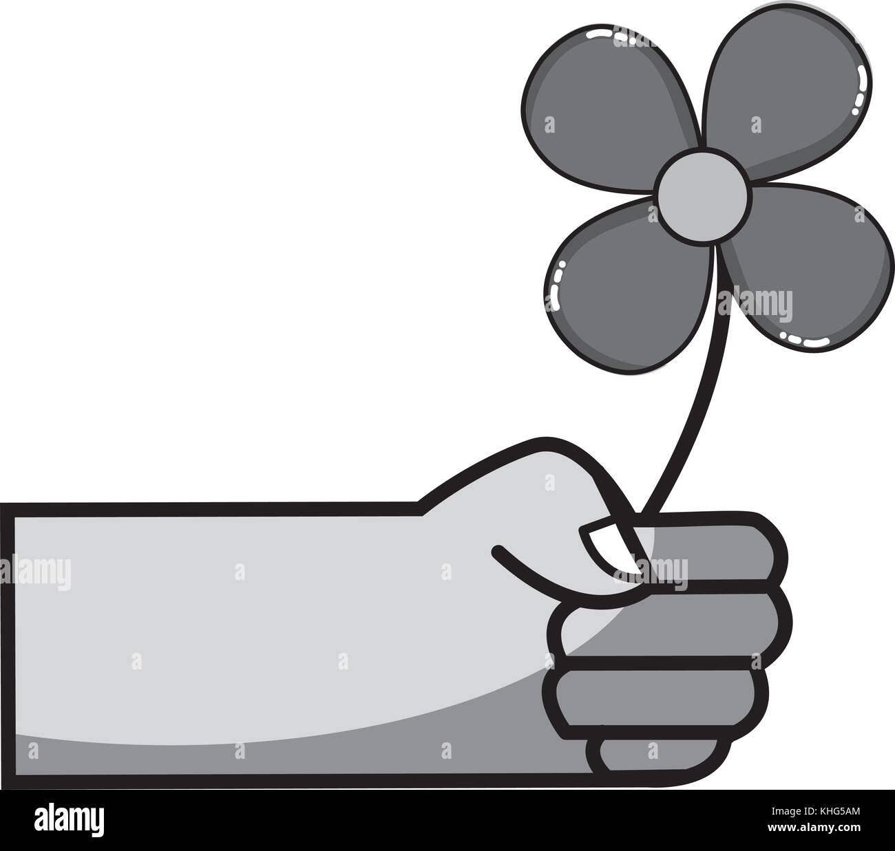 grayscale hand with natural flower and petals design vector ...