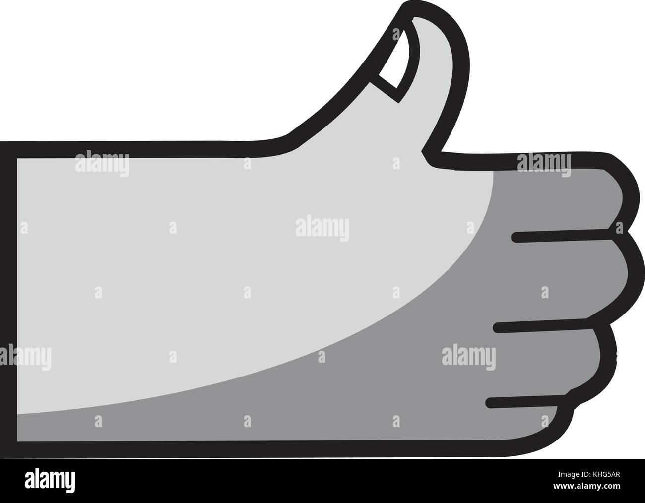 grayscale human hand with nail and good symbol vector illustration ...