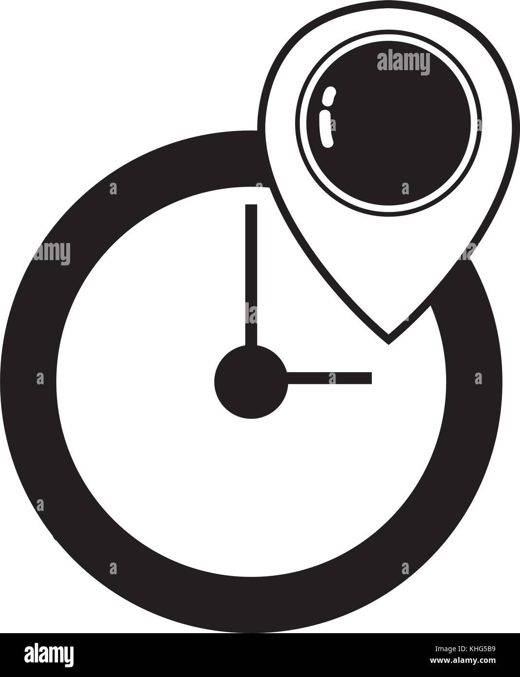 contour wall clock design with location symbol vector illustration ...