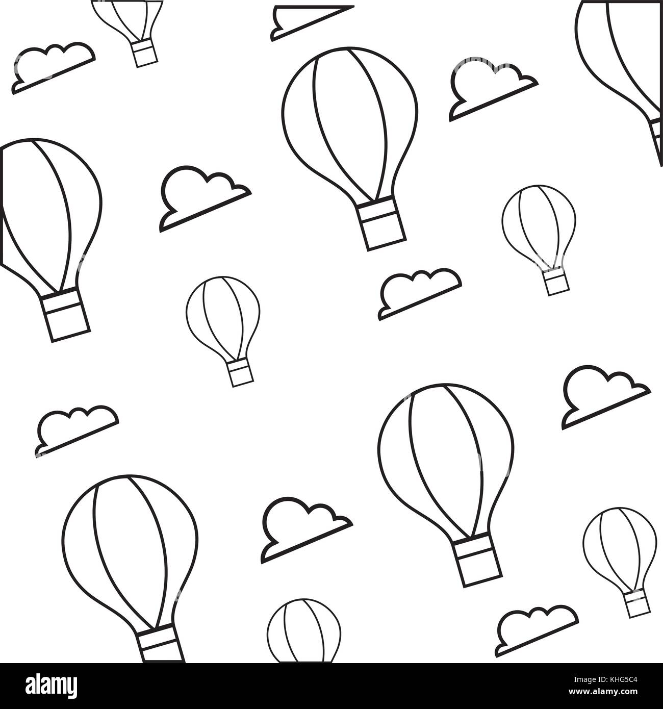 contour air balloon fly background design vector illustration Stock ...
