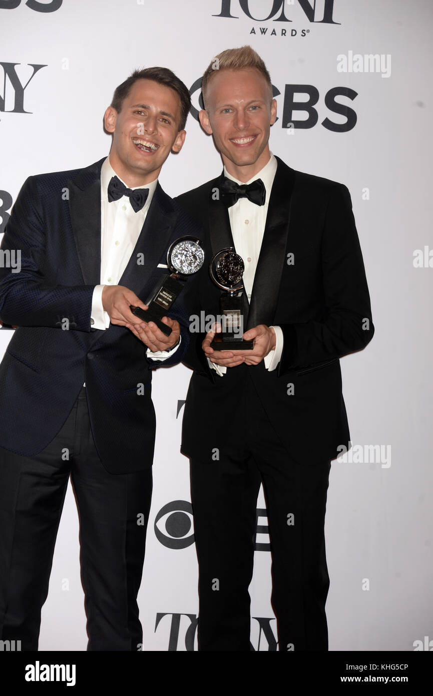 NEW YORK, NY - JUNE 11: Benj Pasek, Justin Paul poses at the 71st ...