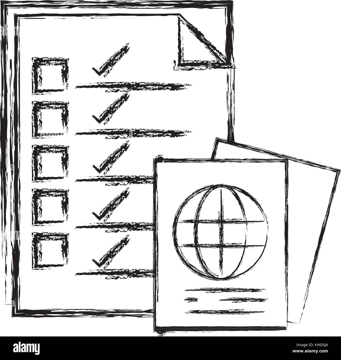 figure documents paper information with passport id vector illustration ...