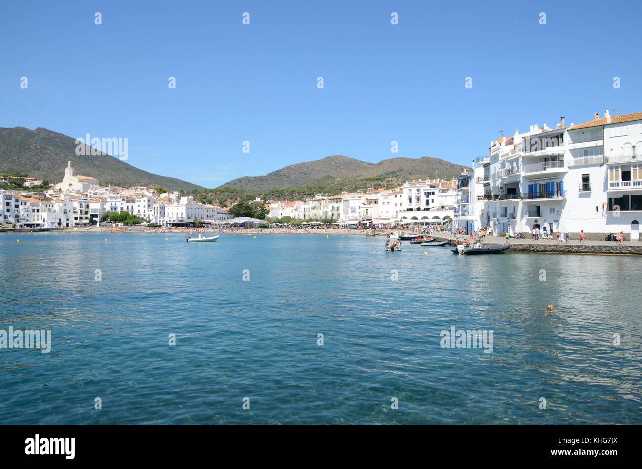 Sight of Cadaques from the sea, a coastal village in the province of ...