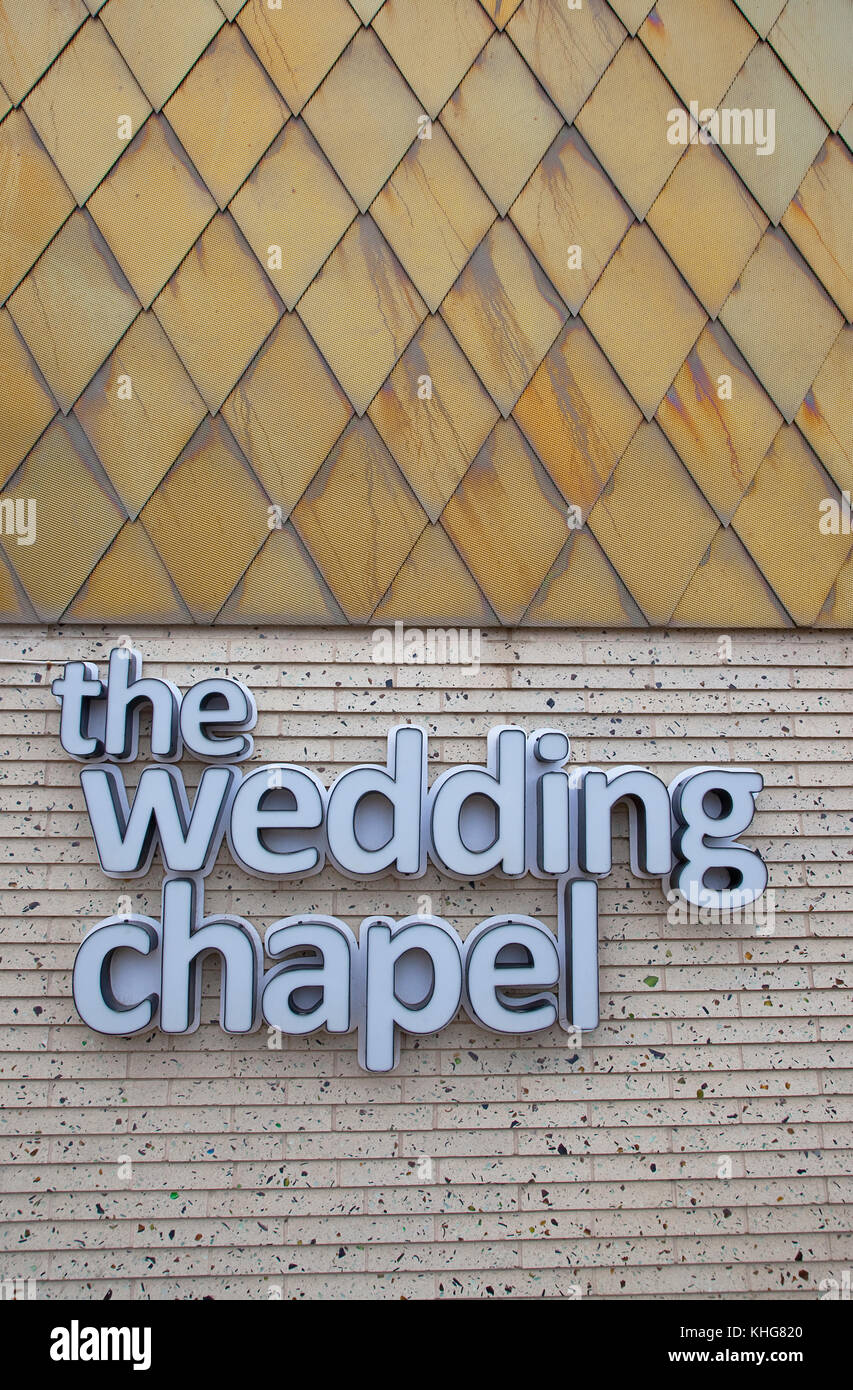 England, Lancashire, Blackpool, Seafront promenade with Wedding Chapel ...