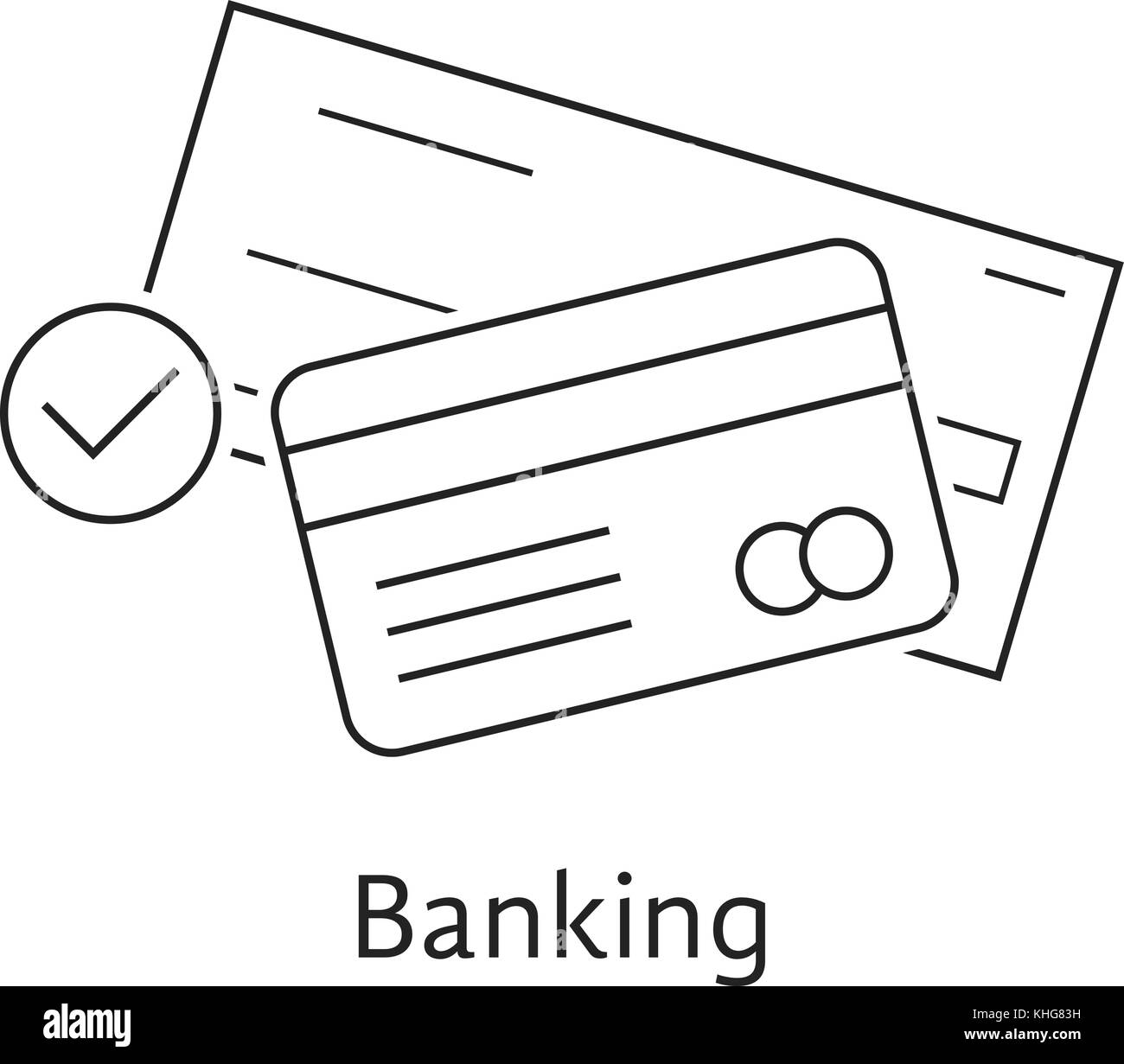 thin line bank check and credit card Stock Vector Image & Art - Alamy