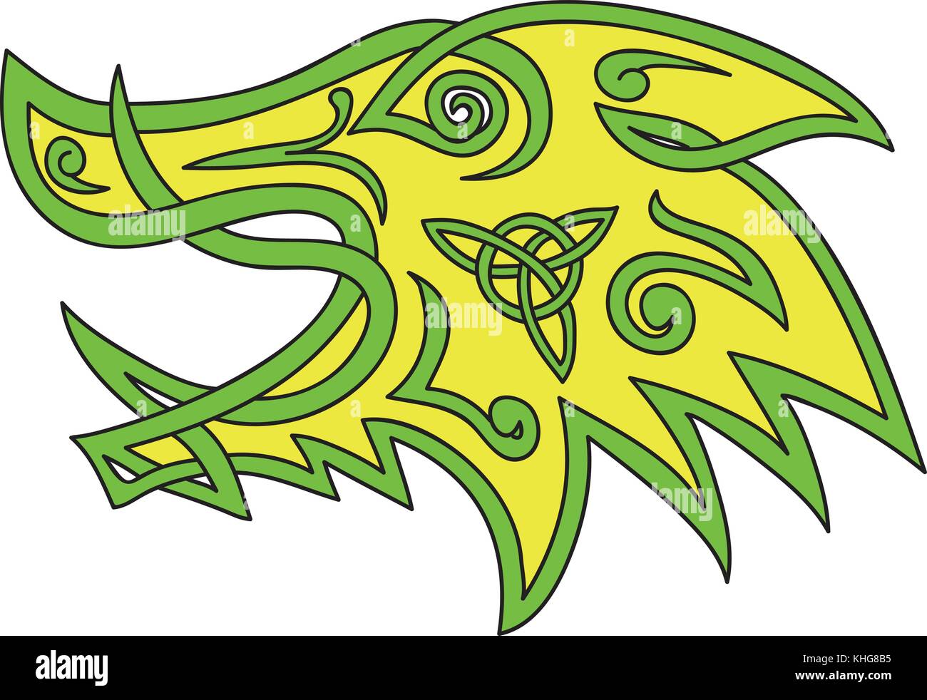Celtic knot stylized illustration of a wild boar, wild pig, hog or ...