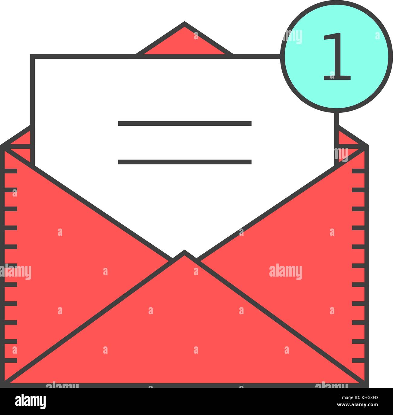 red outline email notification icon Stock Vector Image & Art - Alamy