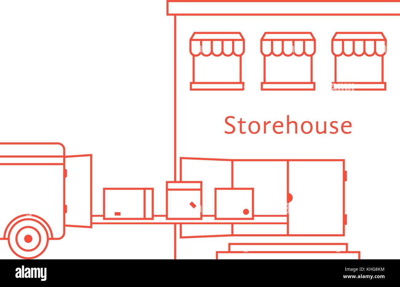 red thin line storehouse building Stock Vector Image & Art - Alamy