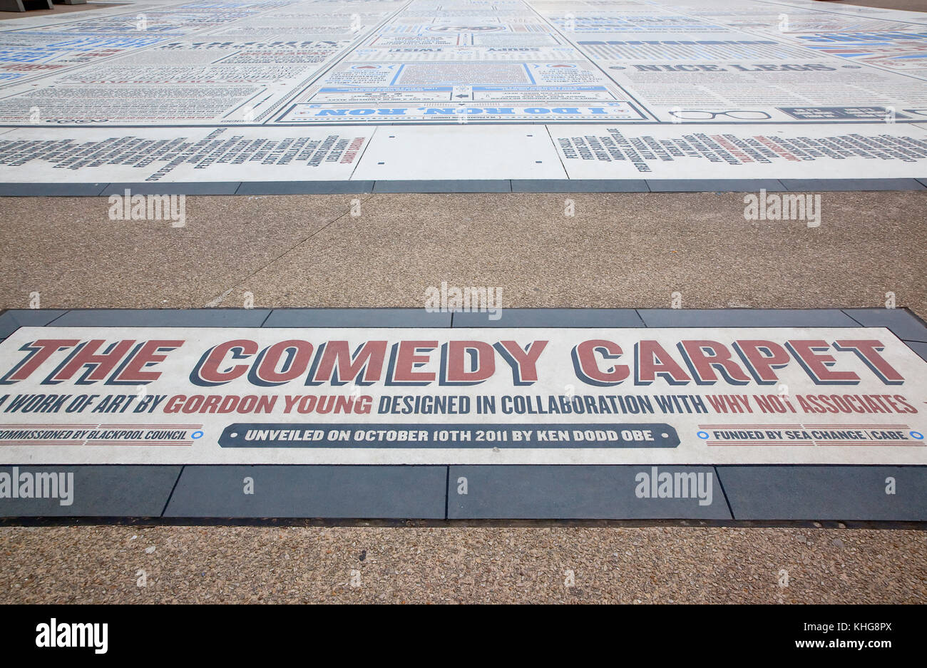 England, Lancashire, Blackpool, Seafront promenade Comedy Carpet ...