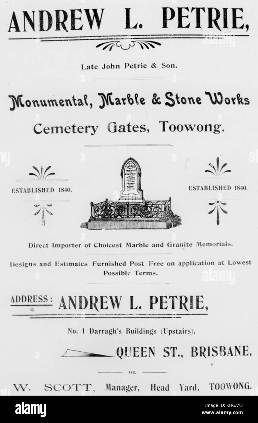 2 116324 Advertisement for the manufacturer of stone memorials, Andrew ...