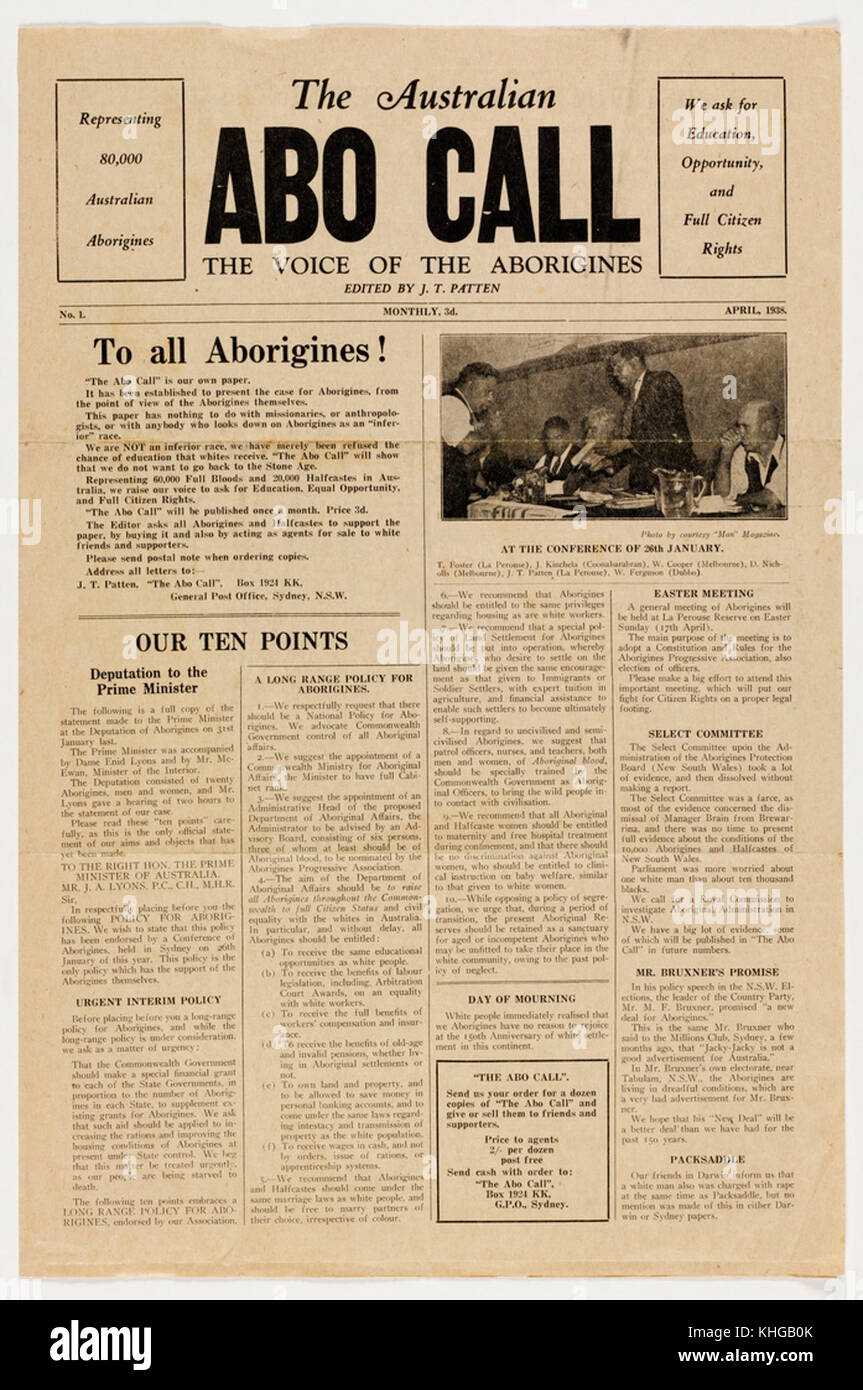The Australian Abo Call April 1938 a1903001 Stock Photo - Alamy