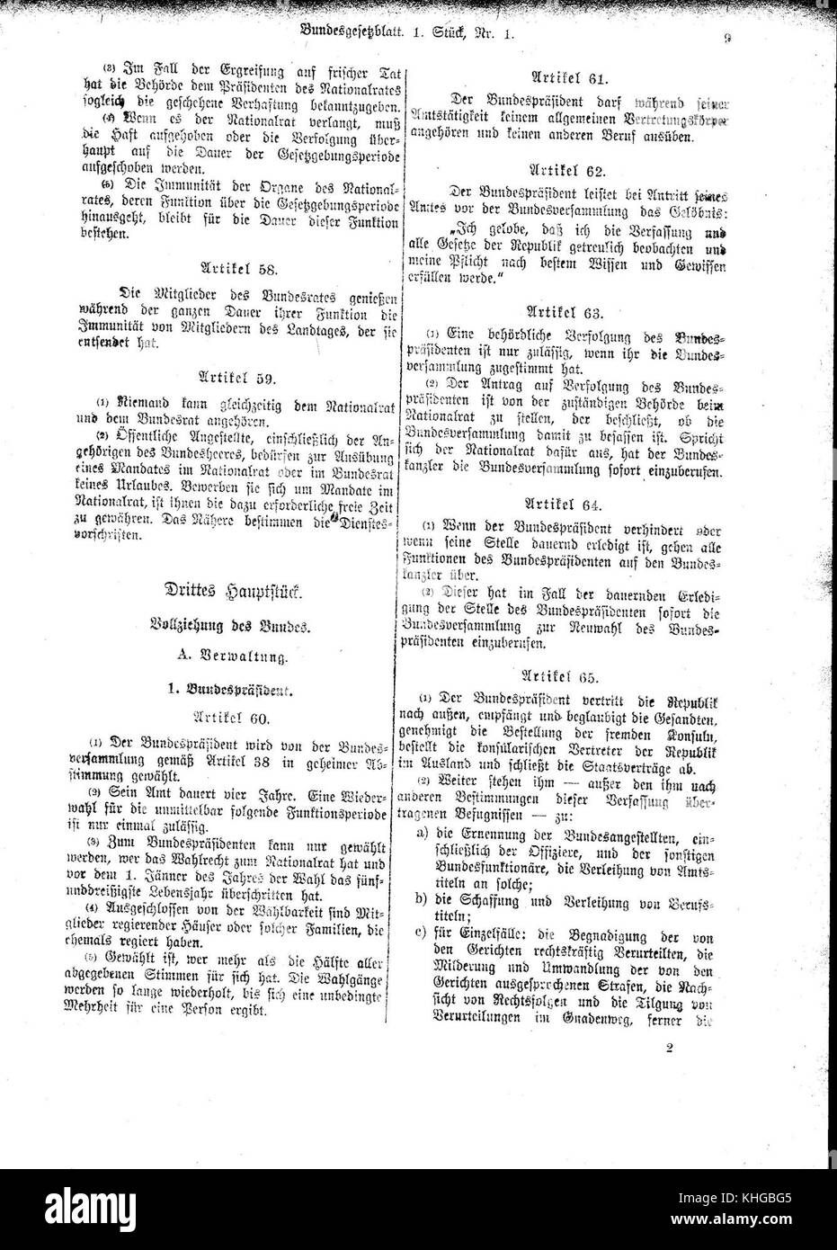 Bundesgesetzblatt (Austria) 1920 0009 Stock Photo - Alamy