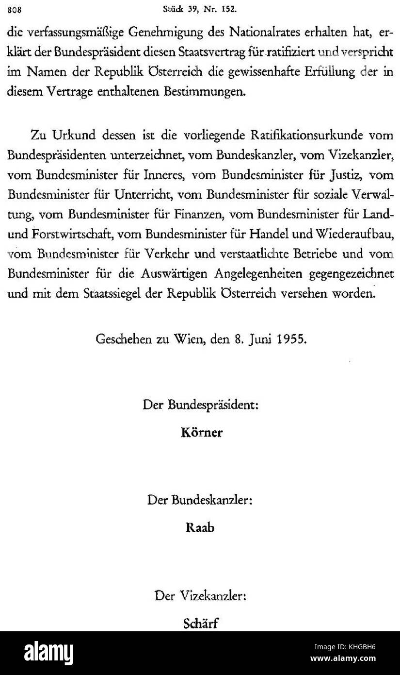 Bundesgesetzblatt (Austria) 1955 0808 Stock Photo - Alamy