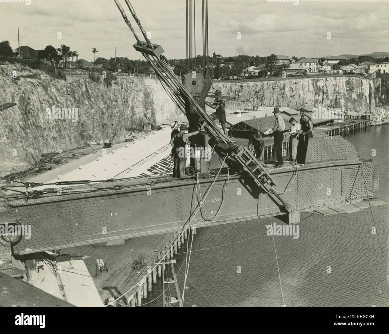 1 250824 Early stages of the Story Bridge construction, Brisbane, ca ...