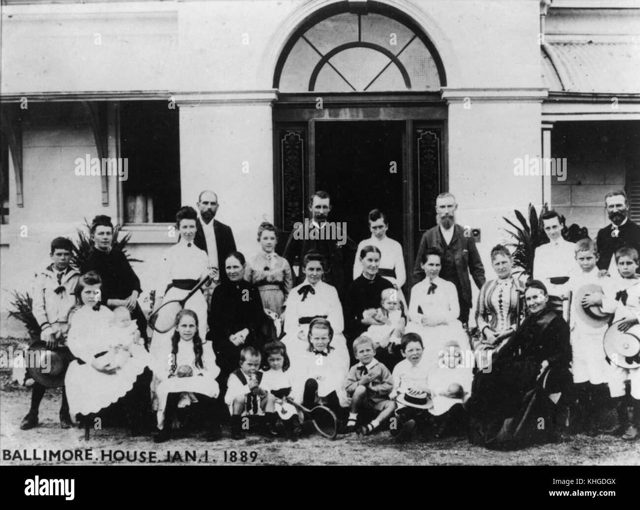 1 77079 Campbell family gathering outside Ballimore House, Kelvin Grove ...