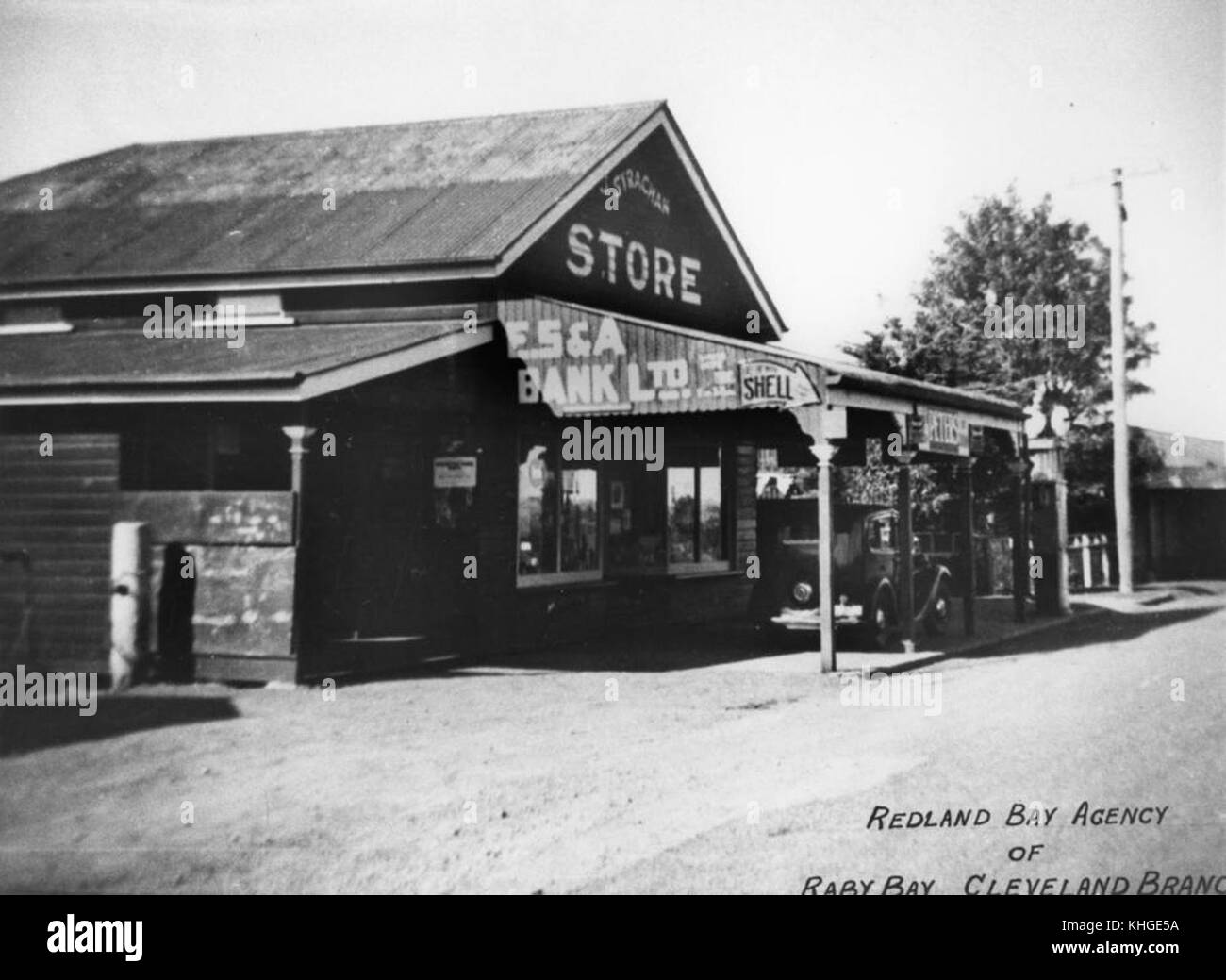 This historical photograph shows a general store at Redland Bay, circa ...