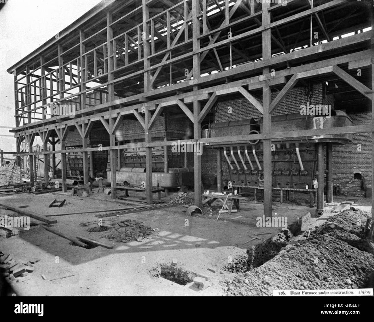 2 297707 Blast furnace building under construction at Mount Morgan ...