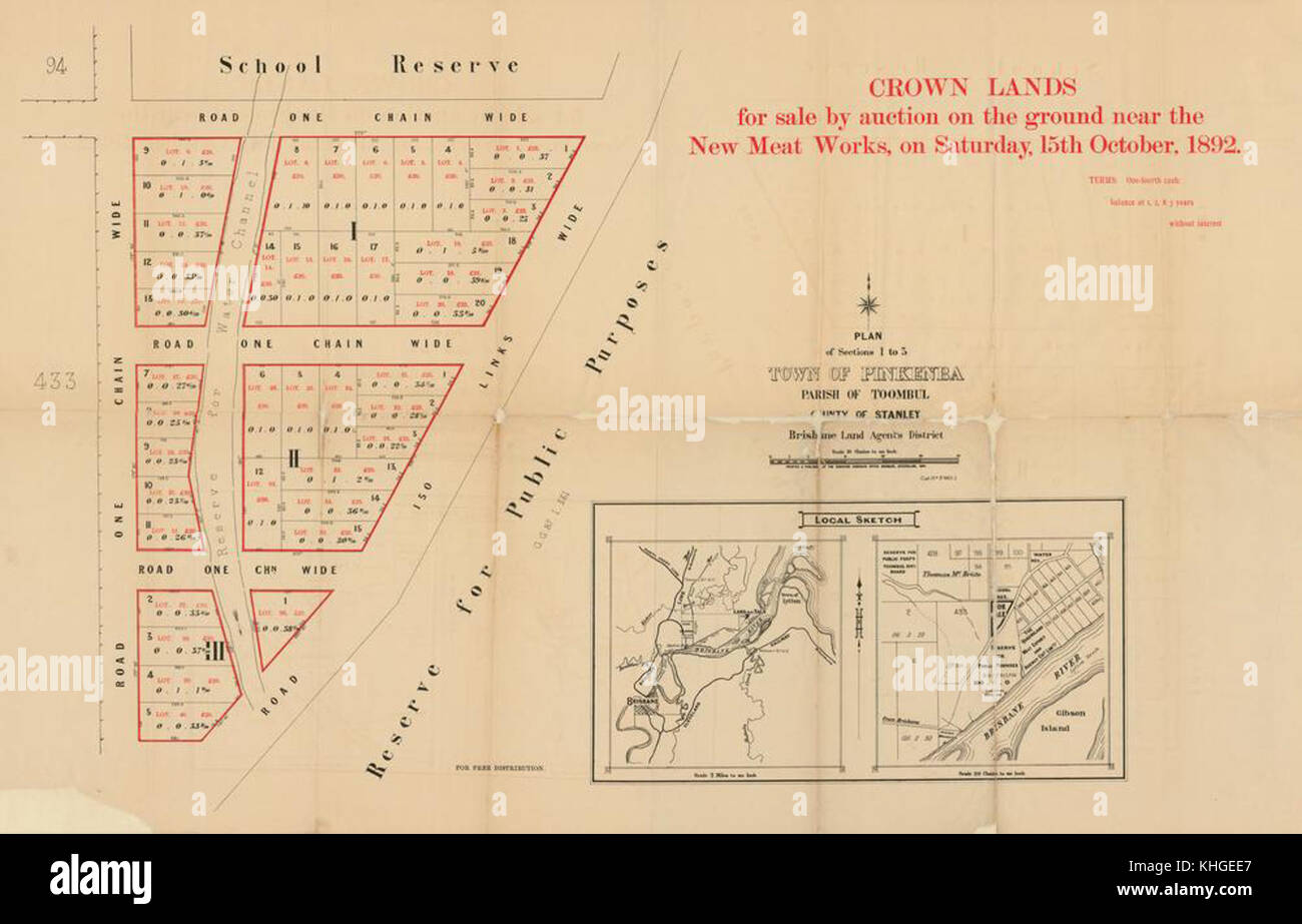 2 262876 Estate map of the Town of Pinkenba, Brisbane, Queensland, 1892 ...