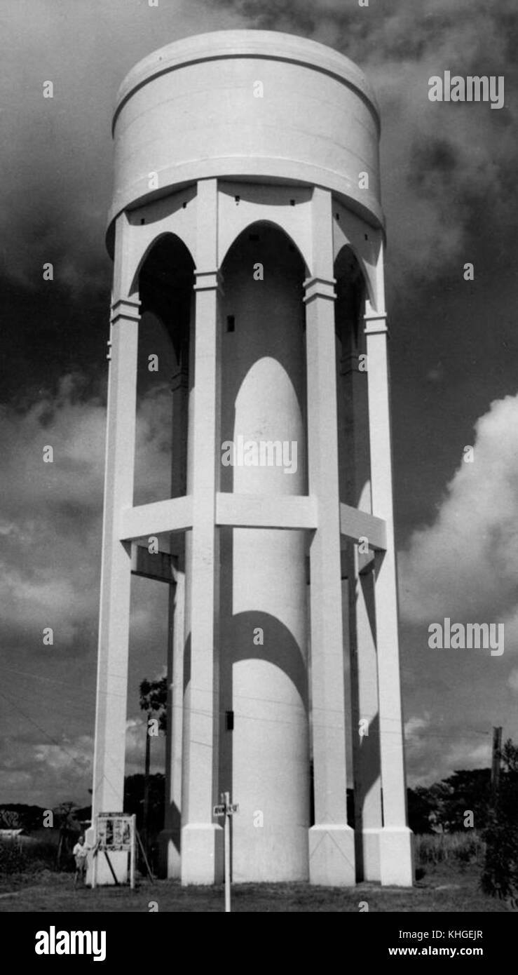 The 'Large Water Tower' in Ingham, Queensland, built in 1953, is a ...