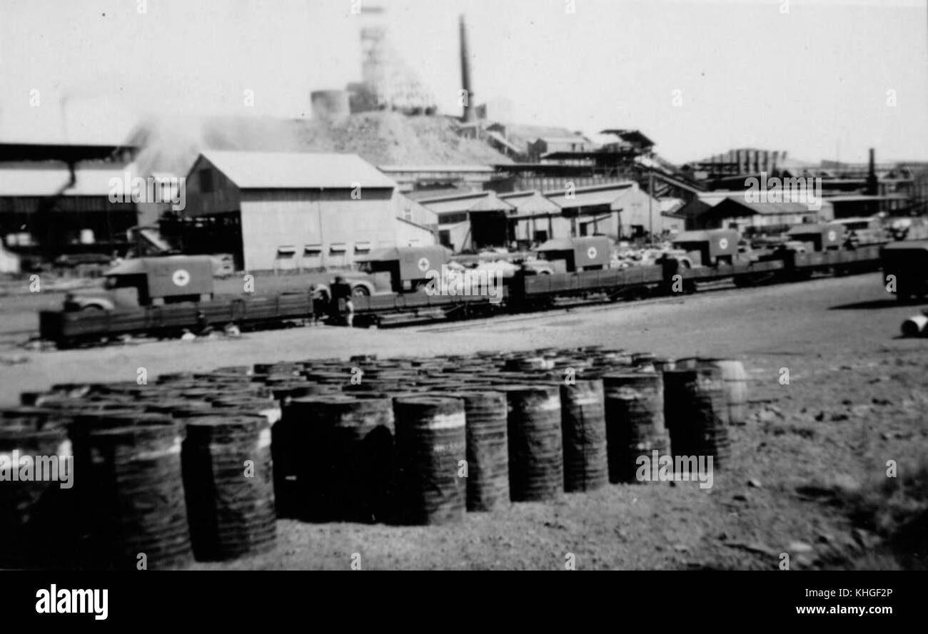 This photograph from 1941 shows an army camp at Mt Isa, Australia ...