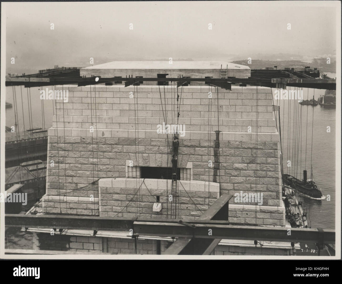 View of the south-western pylon of the Sydney Harbour Bridge, 1932 ...