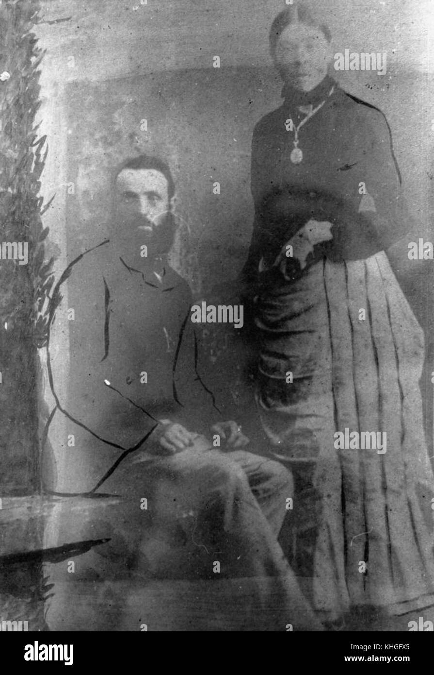 A historical photograph from 1884 featuring Michael Egan and his wife ...