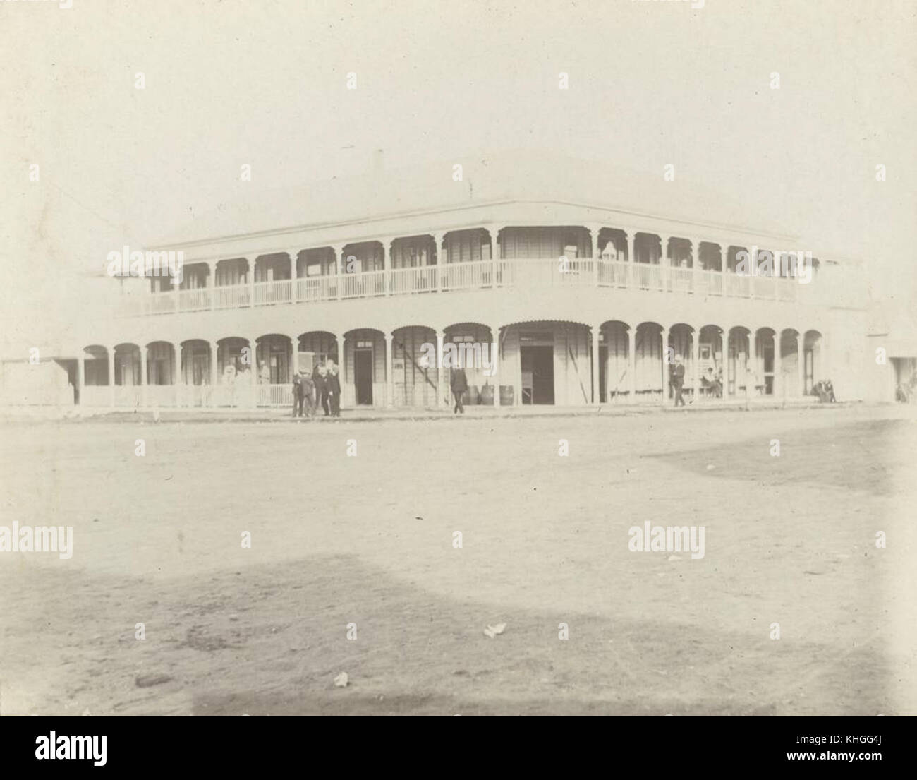 A historical image of the Tattersalls Hotel in Blackall, operated by J ...