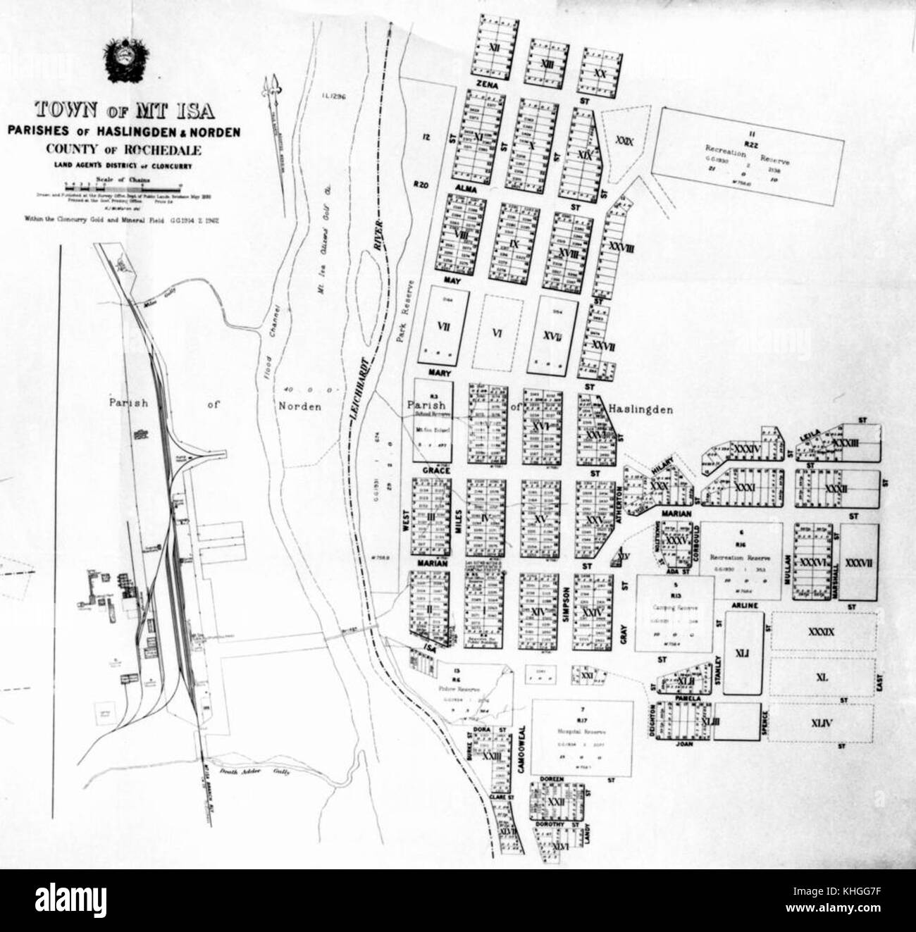 2 119336 Map of the town of Mount Isa, 1935 Stock Photo - Alamy