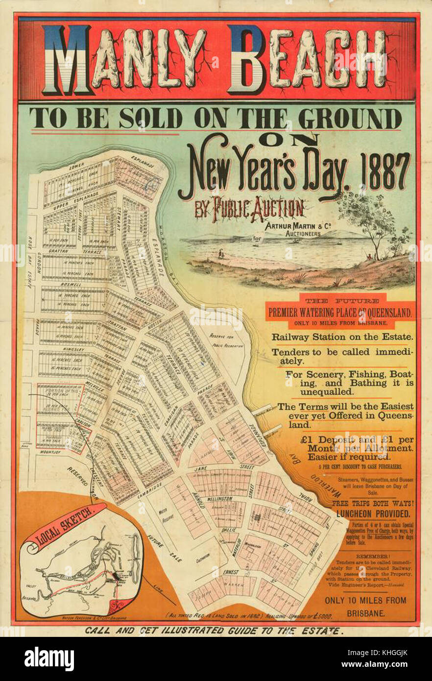 1 190363 Estate map of Manly Beach to be auctioned by Arthur Martin and ...