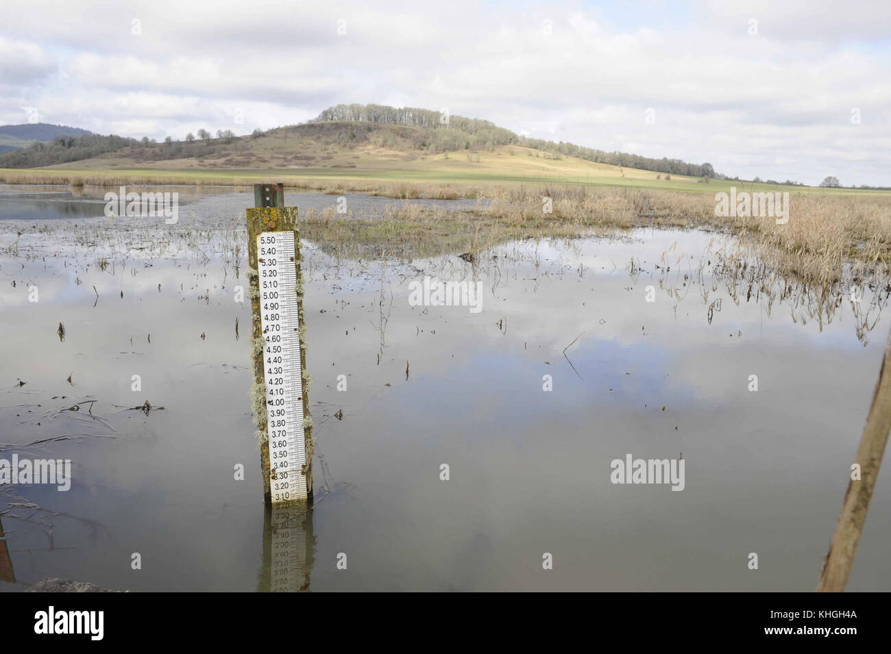 A water control structure gauge in a wetlands Stock Photo - Alamy