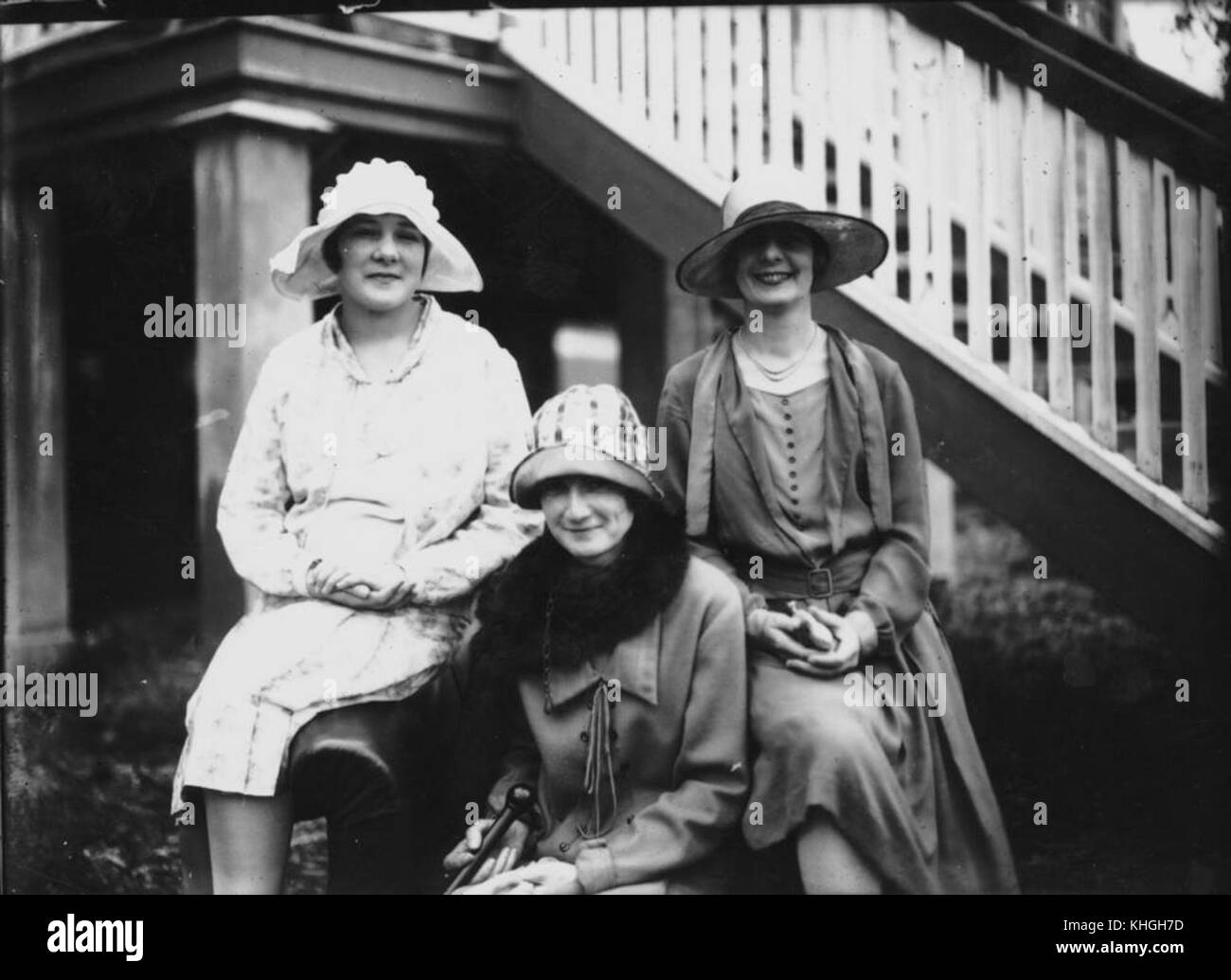 1 212836 Three women posing at the bottom of the stairs of a ...